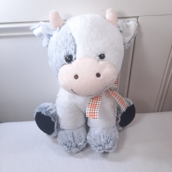 Walmart | Toys | Walmart Cow Plush Stuffed Animal White Grey Plaid Bow ...